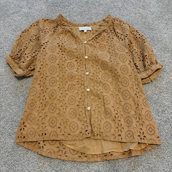 Cleobella | Tops | Cleobella Kate Blouse Womens M Tan Wheat Eyelet Lace ...